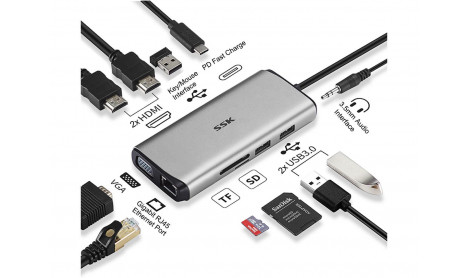 SSK SC200 7 IN 1 USB-C TO USB HUB, HDMIAND PD FAST CHARGING PORT ( TYPE C DEVICE )